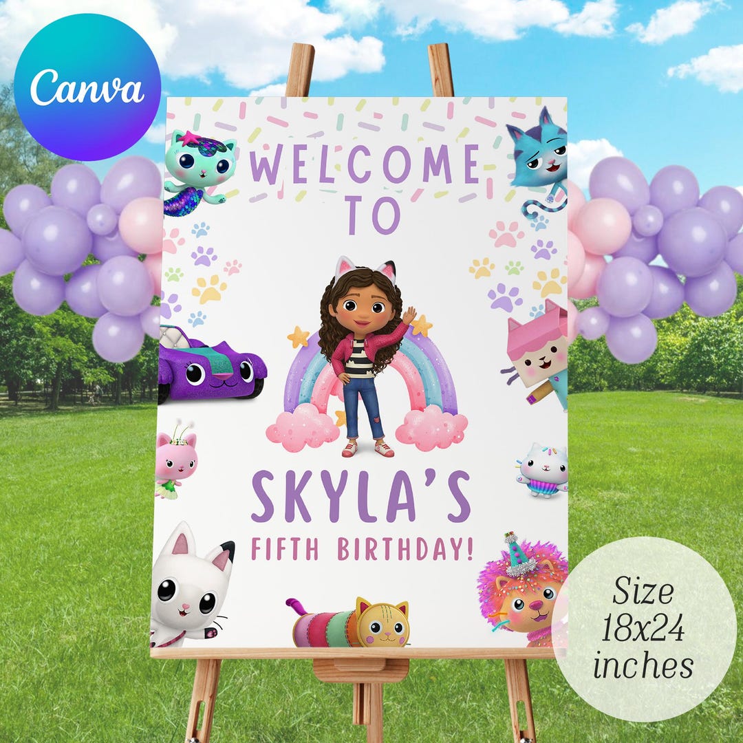 Gabby's Dollhouse Welcome Sign, Party Banner, Digital Download ...