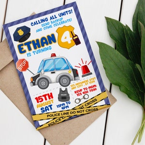 Editable Police Invitation, Police Birthday Invitation, Police Officer ...