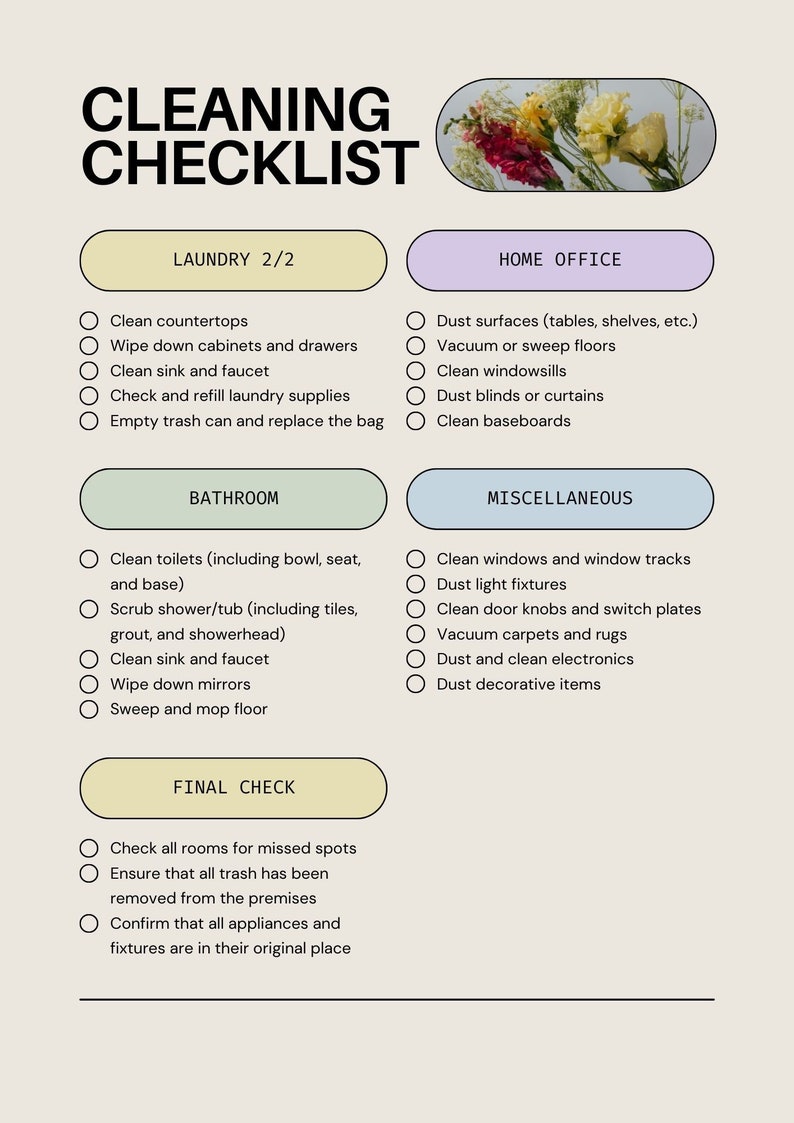 Cleaning Checklist - Etsy
