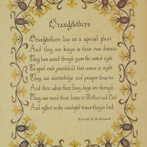 Grandfather Poem Vintage Hanging Wall Art Fathers Day Birthday Granddad ...
