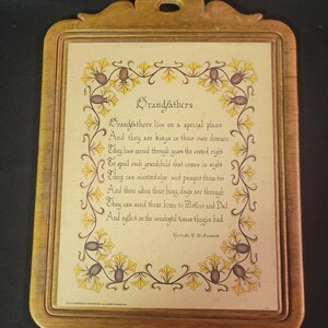 Grandfather Poem Vintage Hanging Wall Art Fathers Day Birthday Granddad ...