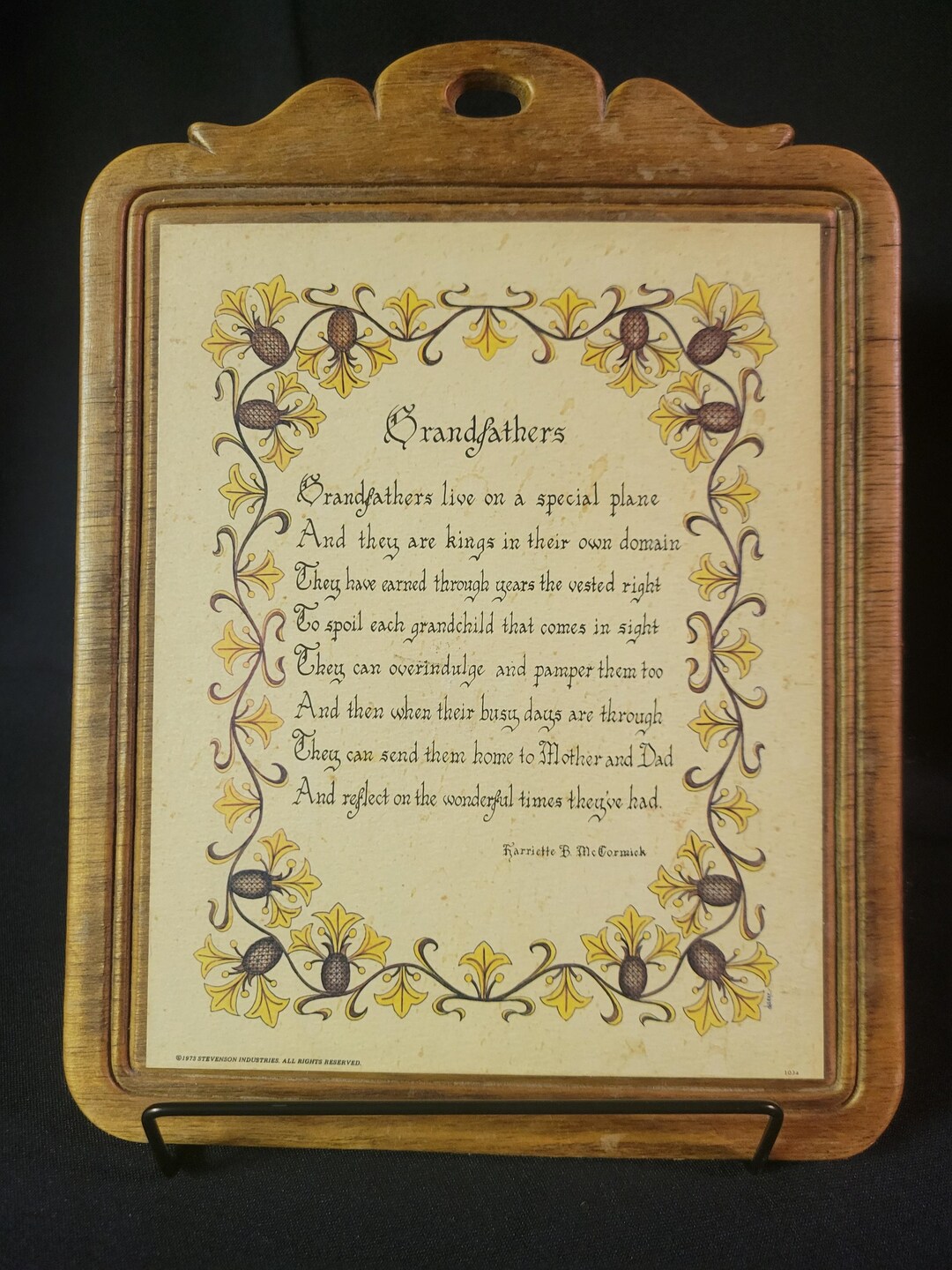 Grandfather Poem Vintage Hanging Wall Art Fathers Day Birthday Granddad ...