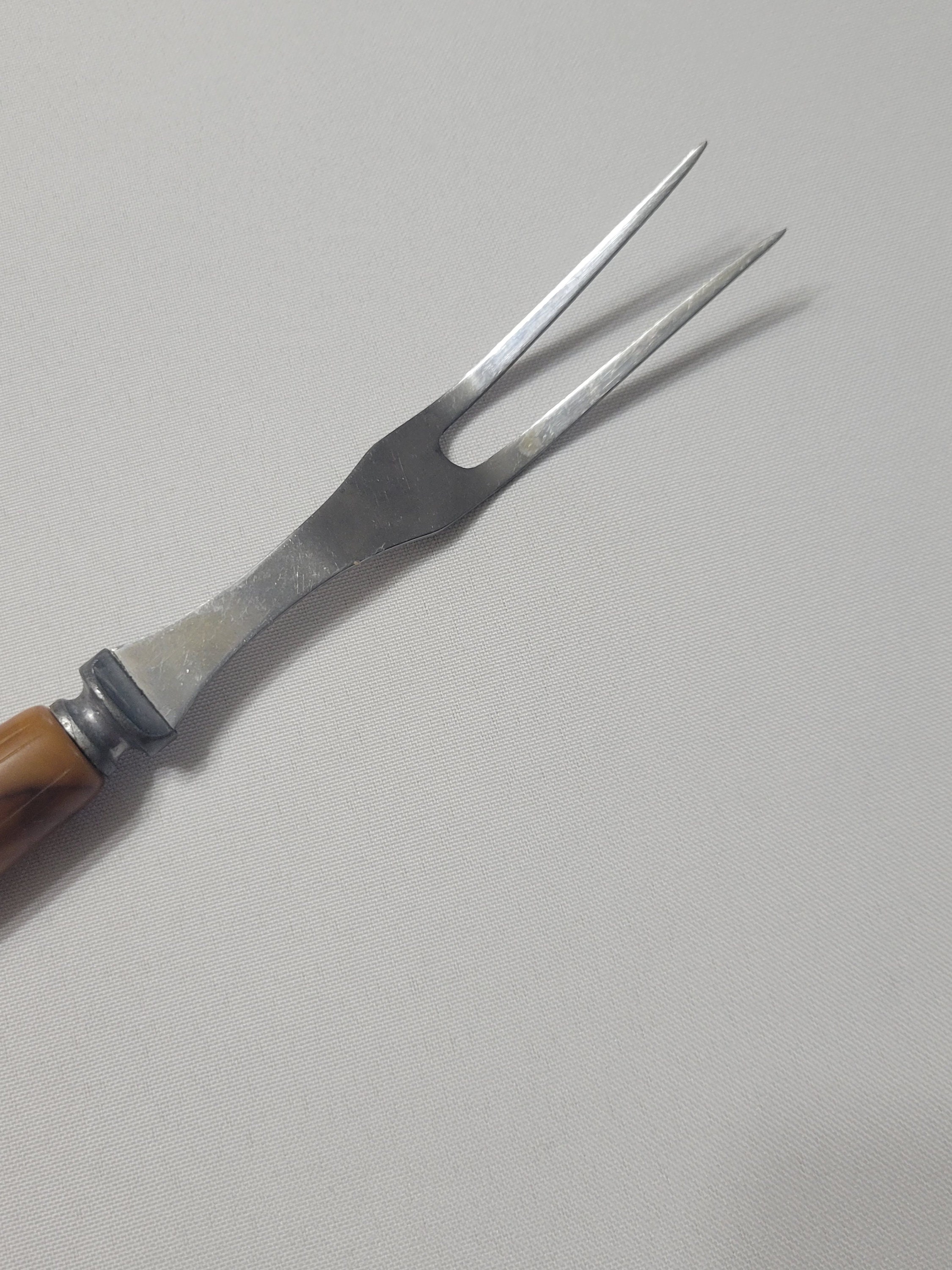 Vintage Bakelite Mid Century Meat Fork, Texture Handle Stainless Steel ...