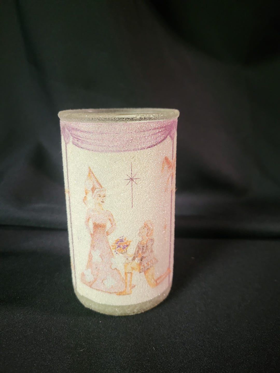 Vintage Sugar Frosted Glass Pillar Candle Danish 70s 80s Princess ...