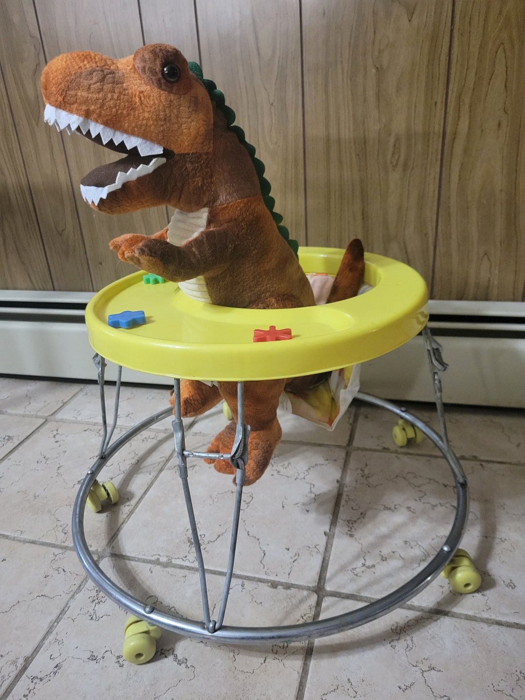 Adorable Vintage Yellow Baby Walker Colorful Spinning Flowers/stars ...