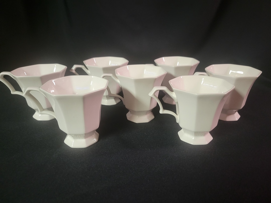 Octagonal Pedestal Footed Teacups Classic Collection Mug Coffee Tea ...