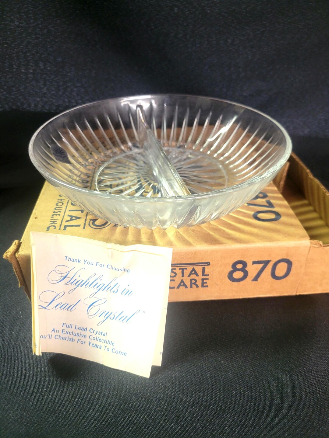 Princess House Crystal Round Divided Bowl Condiments Relish Pickles ...