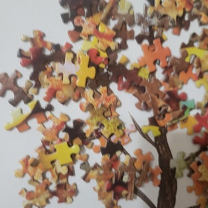Canvas Wrapped Mixed Media Fall/autumn Tree With Puzzle Pieces ...