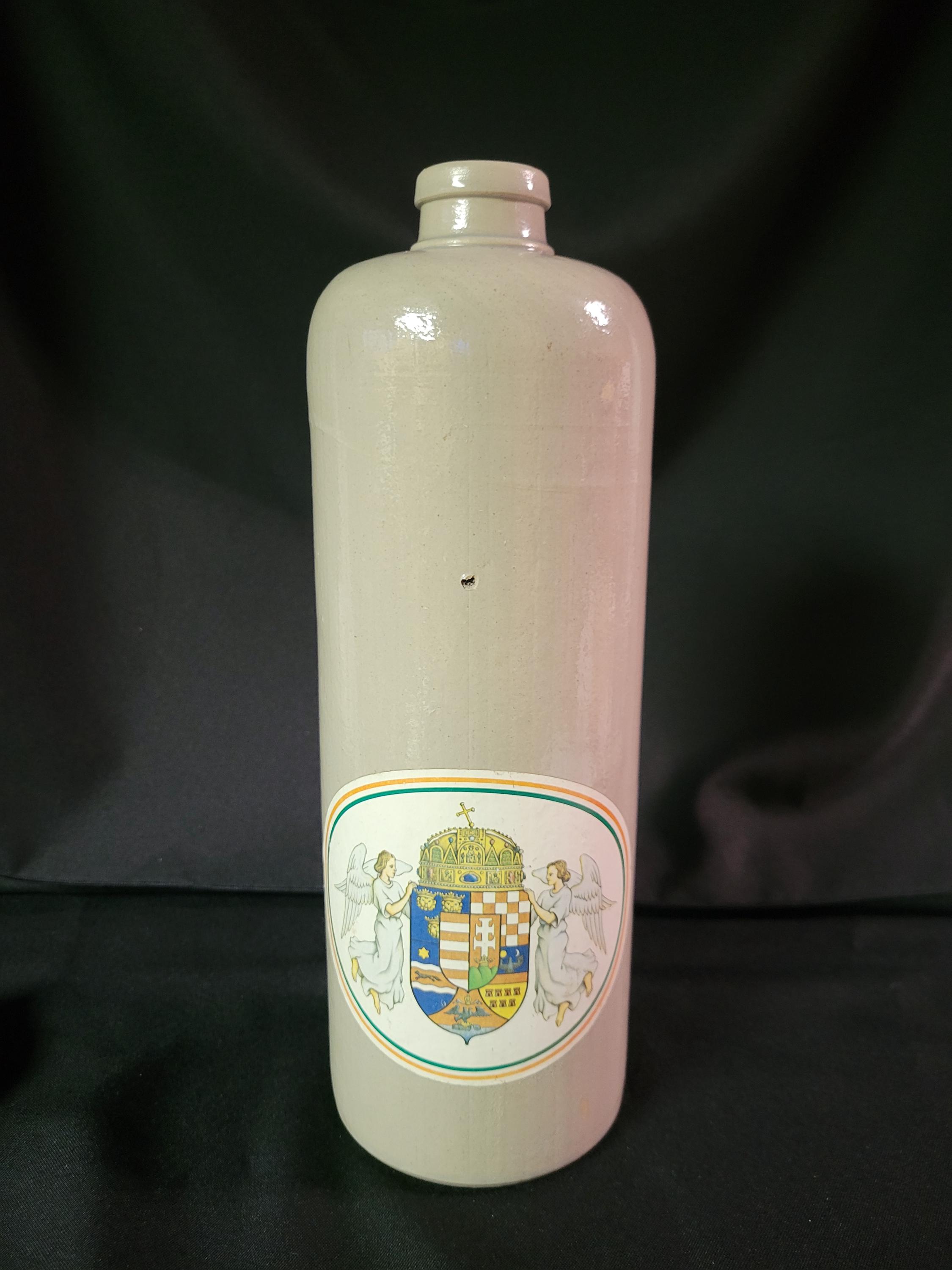 Wine Crock Bottle Royal Label Castle Angel Coat of Arms Beer Tavern ...