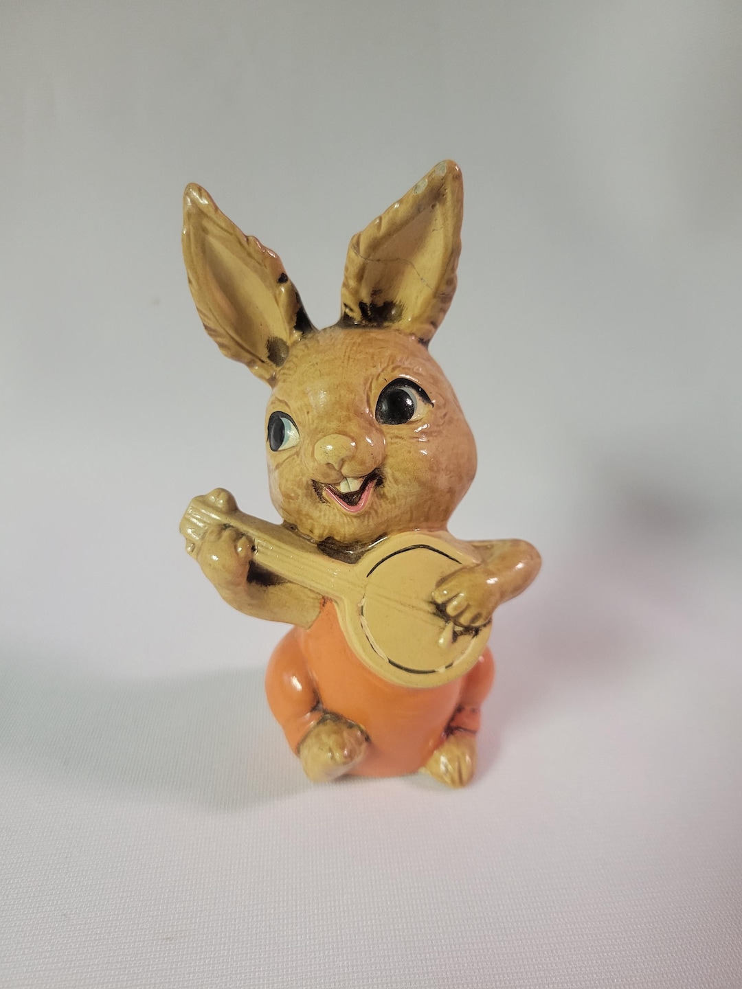 Banjo Bunny Adorable Festive Colorful Handpainted Musical Music Ceramic ...