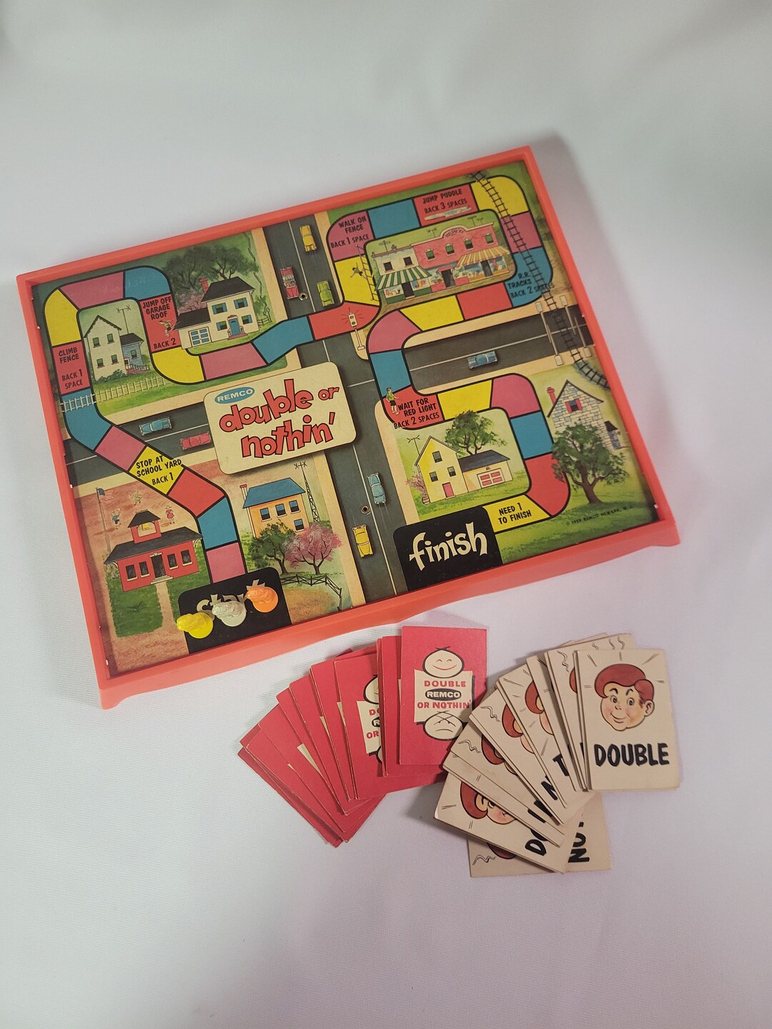 Remco Double or Nothin Vintage Boardgame 1959 50s Follow the Leader Game Collectible Rare Dice ...