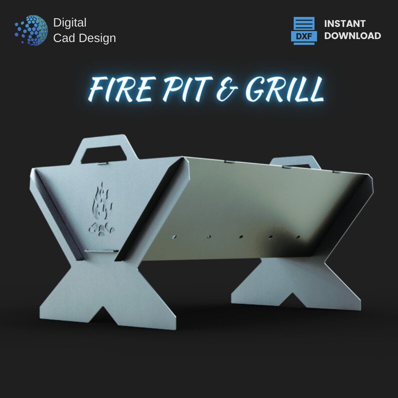 BBQ Grill and Firepit, DXF Files for Laser Cutting, Portatif Mangal ...