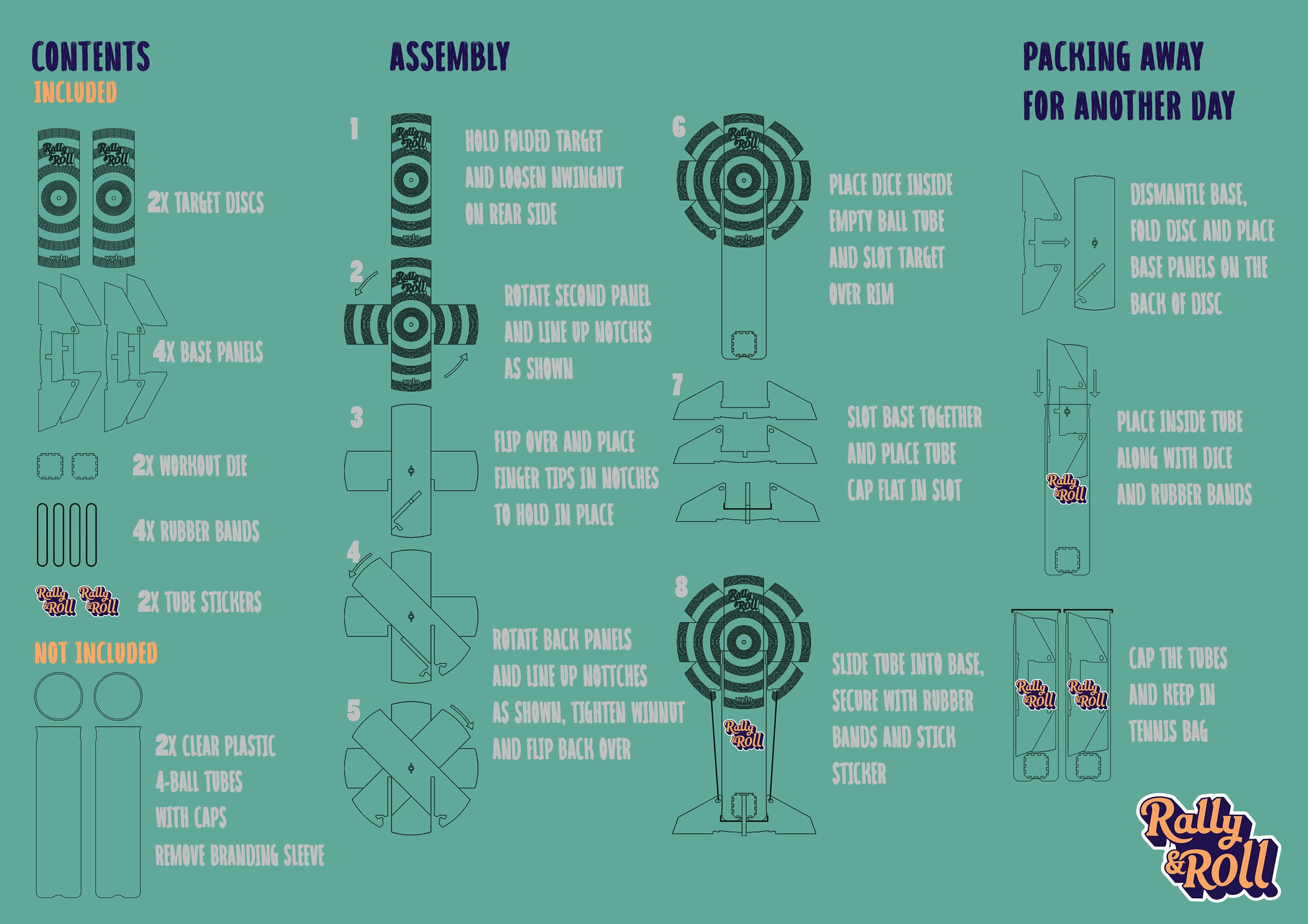 Rally & Roll - A Tennis Target Game With Workout Dice, Gift for Tennis ...