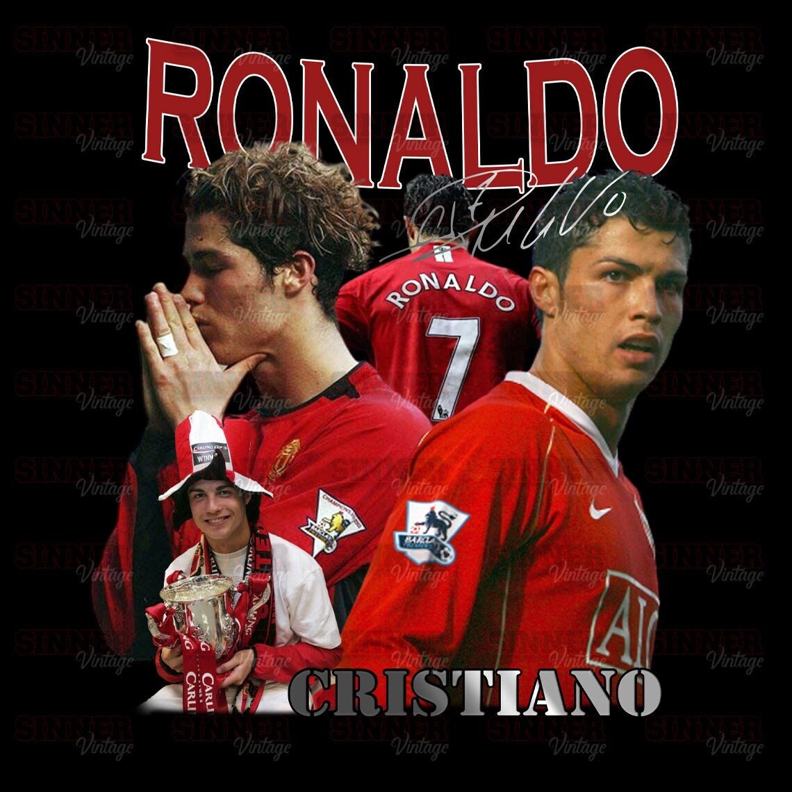 Cristiano Ronaldo T-shirt PNG Bootleg T-shirt PNG Printable Bootleg T-shirt Design Man United ...