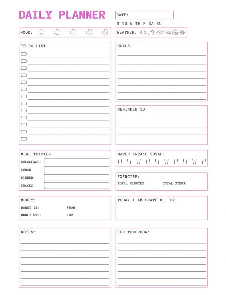 Digital Daily Planner, Printable, Minimalist, to Do List - Etsy