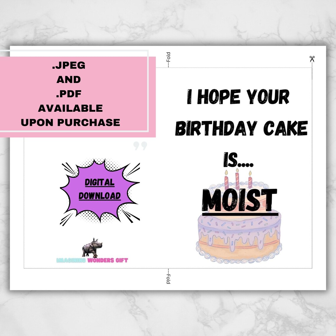 Funny Moist Cringe Birthday Card Download Easy Printable Card for Her Card for Him Birthday Cake ...