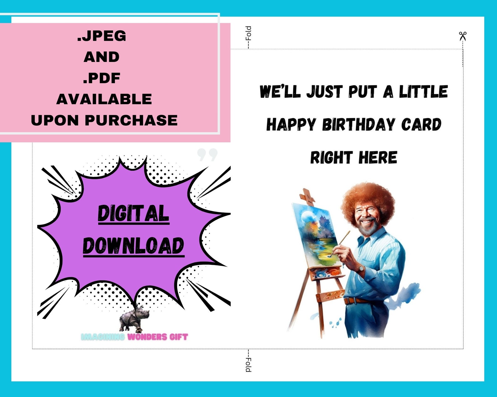 Bob Ross Birthday Card Download Easy Pri Table Card With Bob Ross Sweet ...