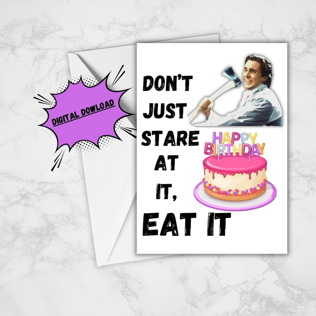 American Psycho Birthday Card Download Easy Printable Card - Etsy