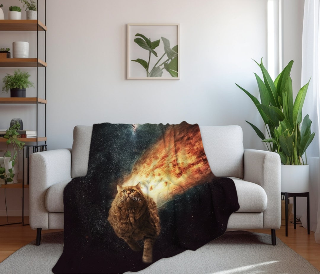 Asteroid Cat Blanket Gift Fun Asteroid Cat Throw Blanket Space Cat Wild ...