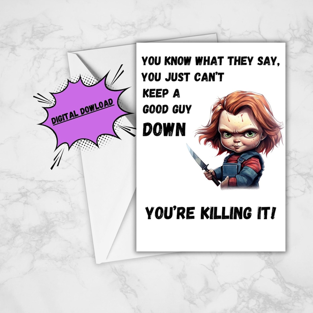 Chucky Card Download Easy Printable Card Halloween Digital Download ...