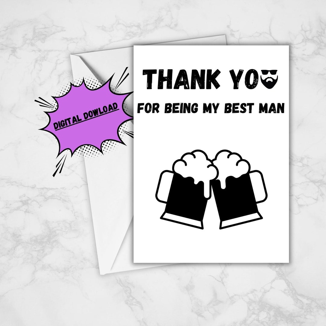 Best Man Thank You Card Printable at Home Download Groomsmen - Etsy