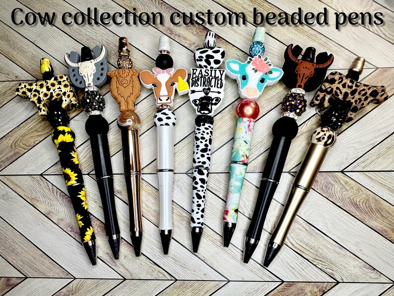 Cow Collection Custom Beaded Pens - Etsy
