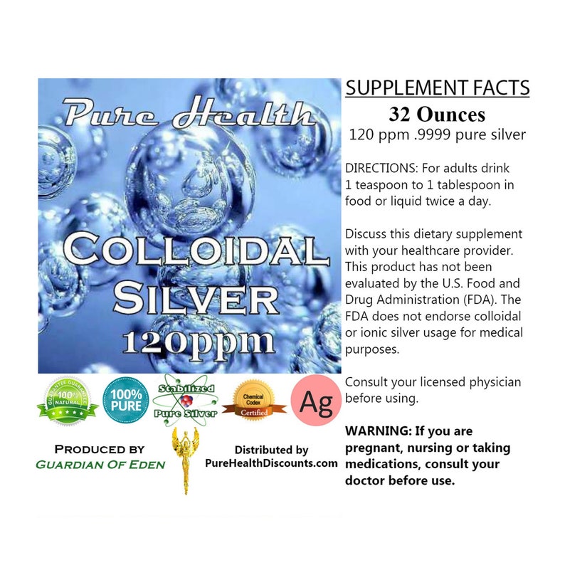 Colloidal Silver 120 Ppm 32 Oz - Etsy