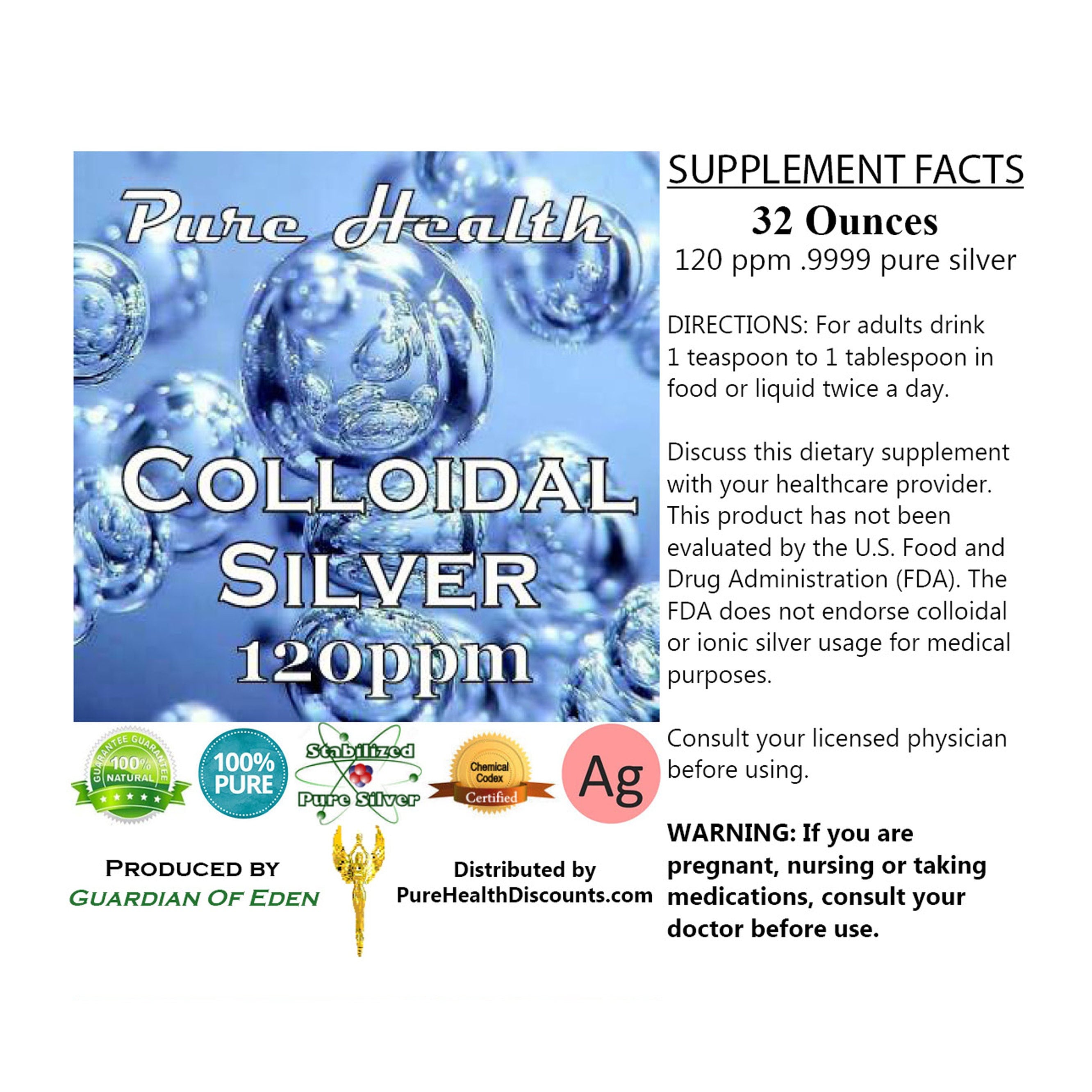 Colloidal Silver 120 Ppm 32 Oz - Etsy