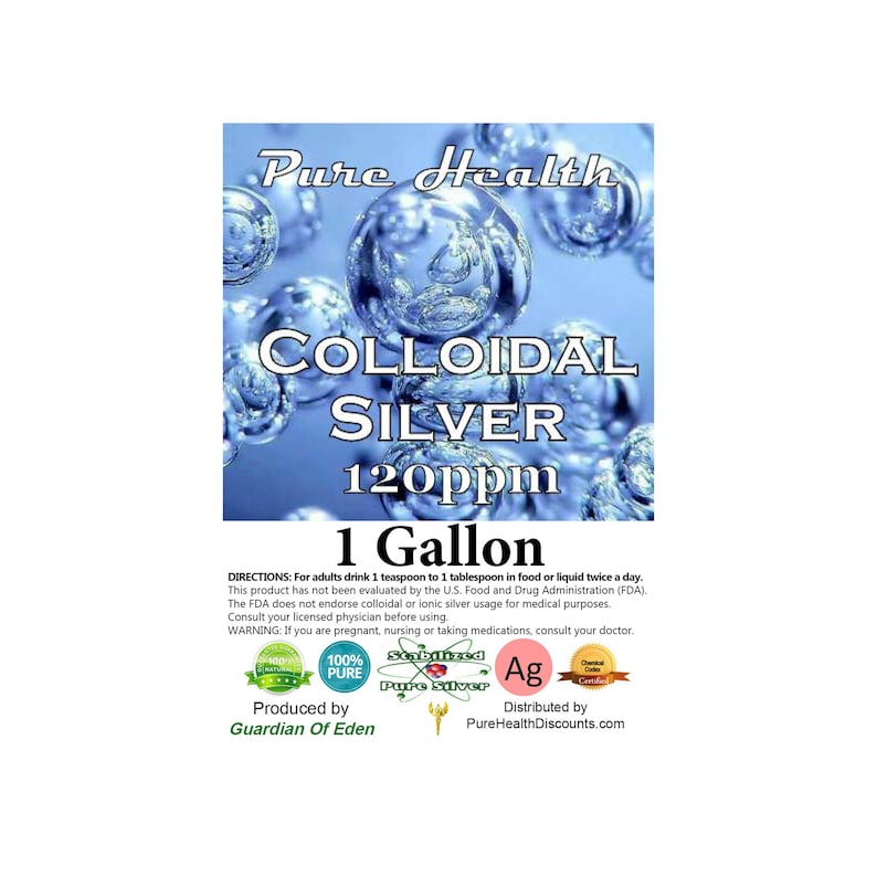 Pure Health Discounts - Colloidal Silver 120 Ppm - 1 Gallon - Etsy