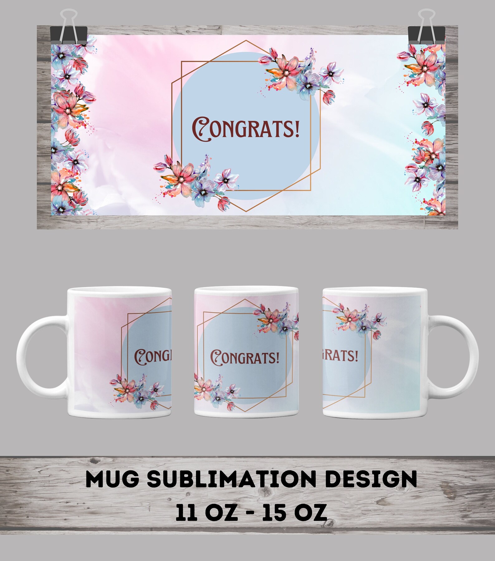 Congrats! Mug Sublimation Template, Sublimation Designs, 11 Oz Template ...