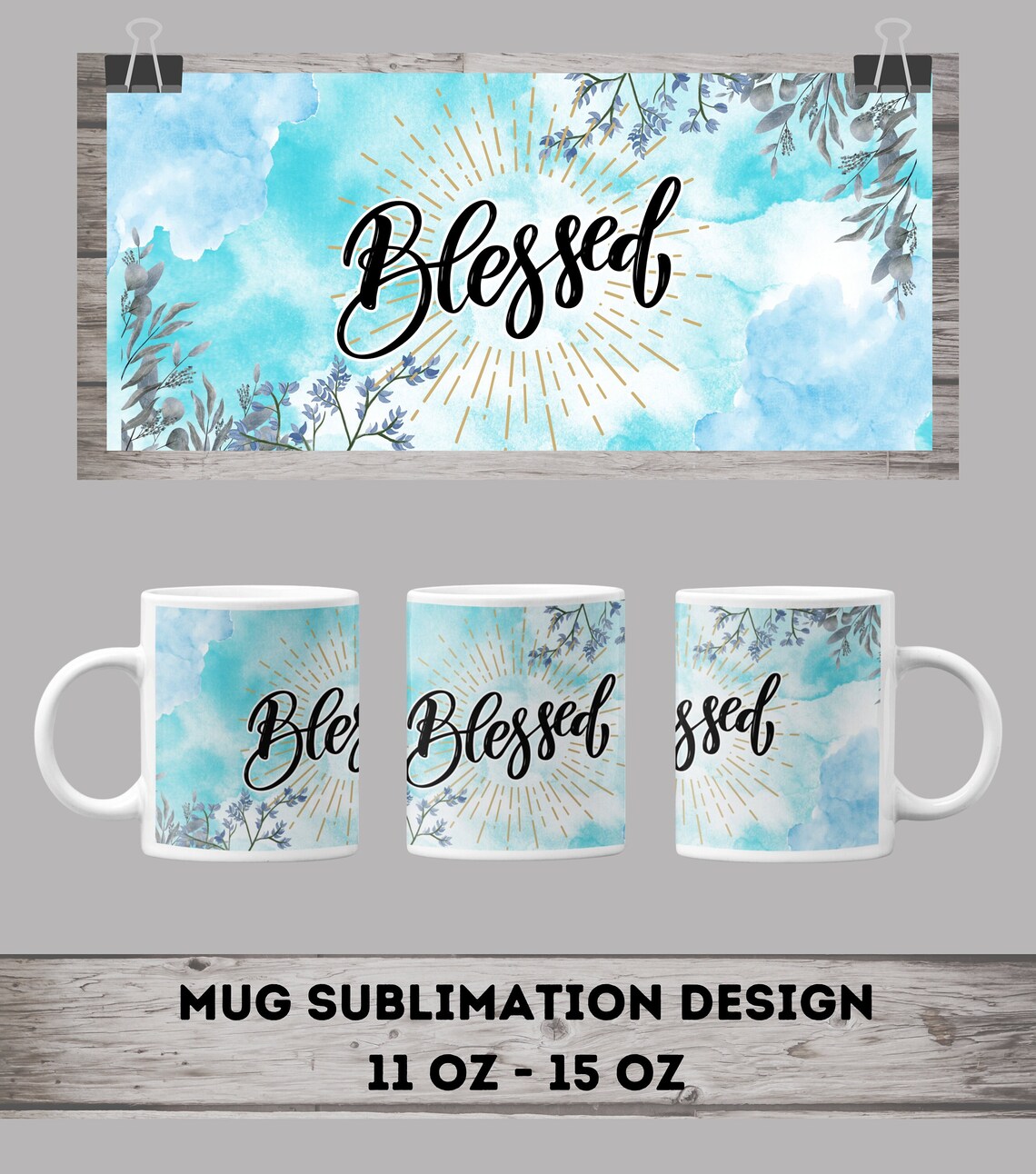 Blessed Mug Sublimation Template, Sublimation Designs, 11 Oz Template ...