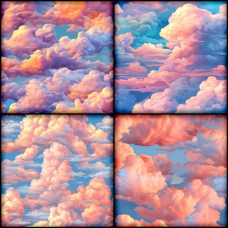 Watercolor Dusk Skies SEAMLESS Pattern Pack 01 - Digital Paper - 20 ...