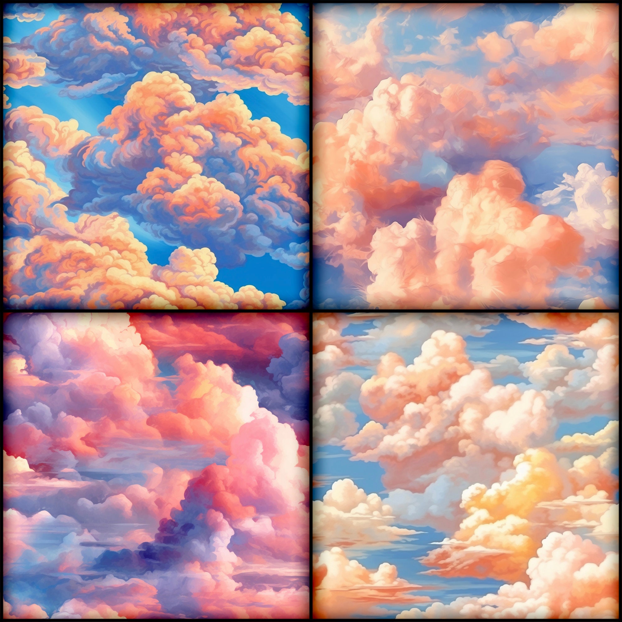 Watercolor Dusk Skies SEAMLESS Pattern Pack 01 - Digital Paper - 20 ...