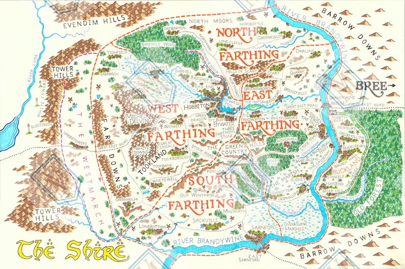 The Shire Map digital File - Etsy