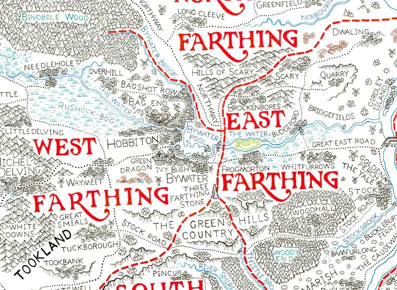 The Shire Map (B&W) (digital) - Etsy