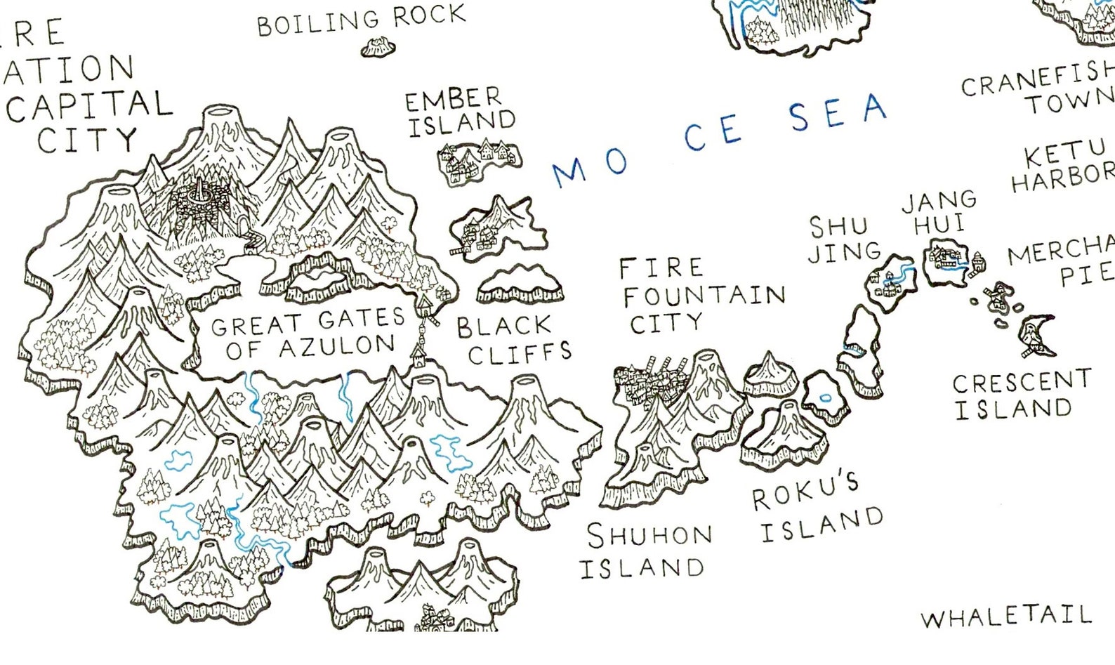 Avatar the Four Nations Map (B&W) (digital) - Etsy
