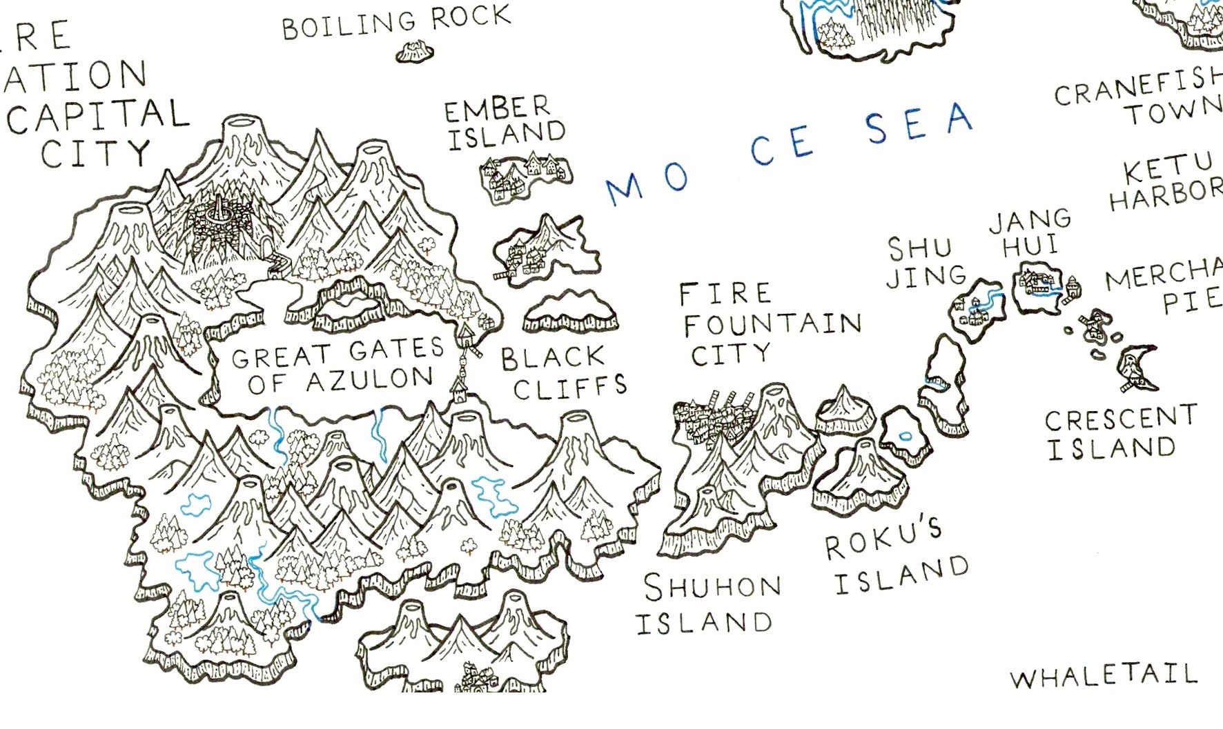 Avatar the Four Nations Map (B&W) (digital) - Etsy