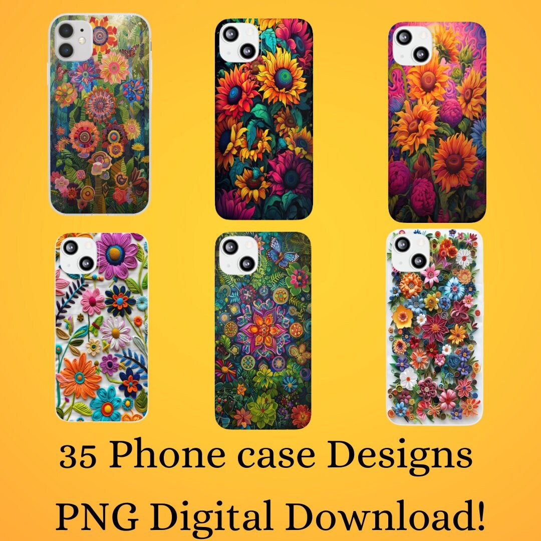 Sublimation Embroidered Phone Case Designs, 35 Designs Digital Download ...