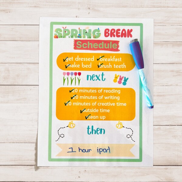 Kids Spring Break Schedule - Etsy