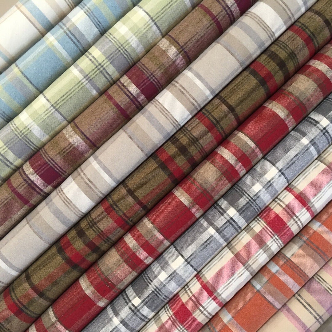 Skye Tartan Upholstery Fabric Thick Faux Wool Checked Material Designer ...