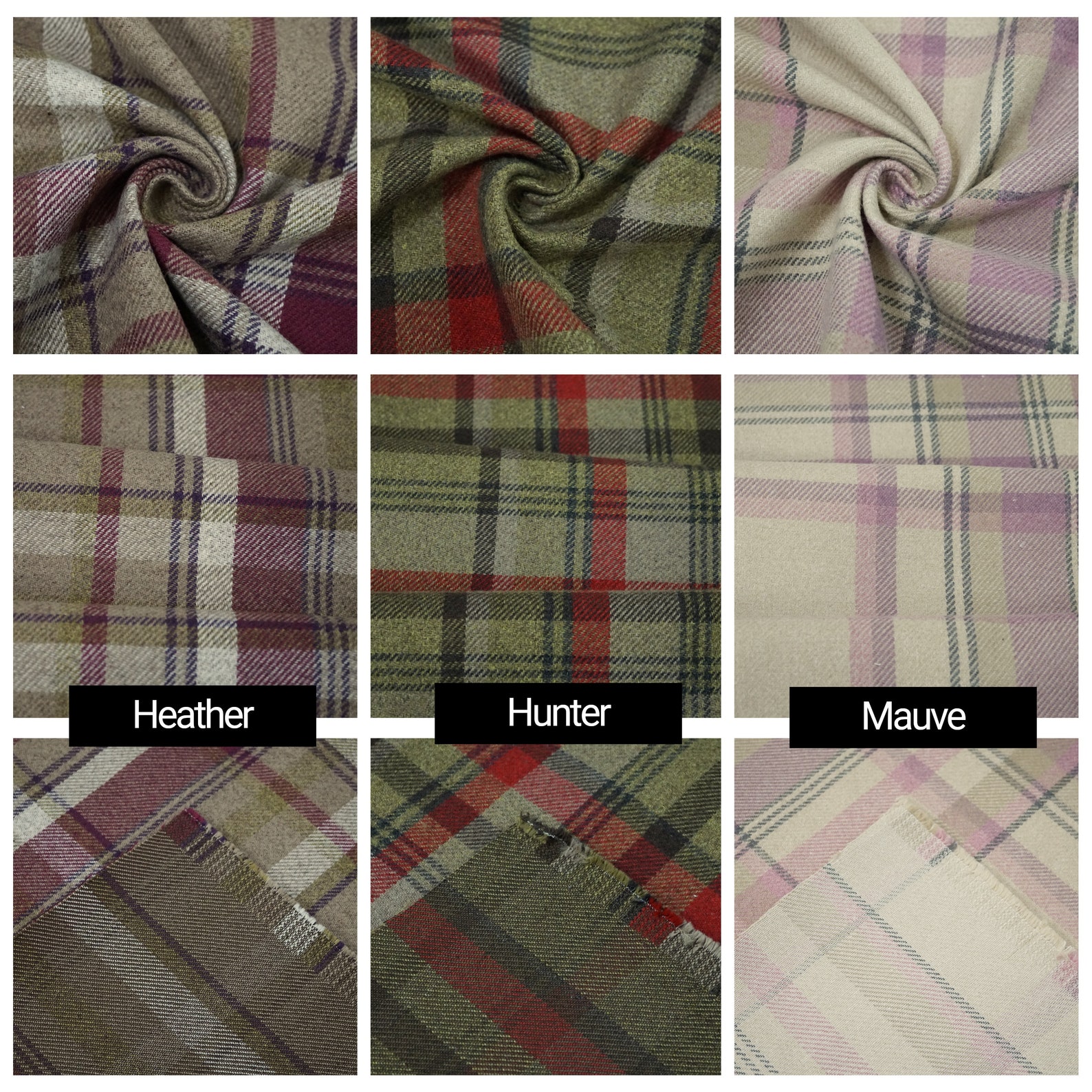 Skye Tartan Upholstery Fabric Thick Faux Wool Checked Material Designer ...