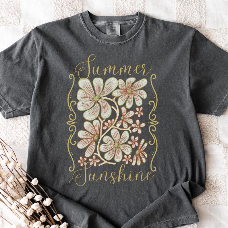 Summer Sunshine Shirt for Women, Comfort Colors Tee With Hand-drawn ...