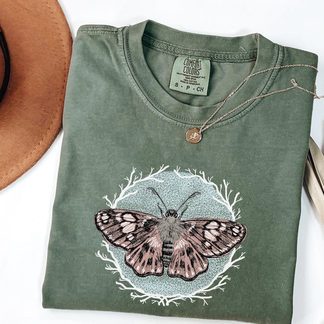Luna Moth Comfort Colors Shirt: Hand-drawn Celestial Insect Art Graphic ...