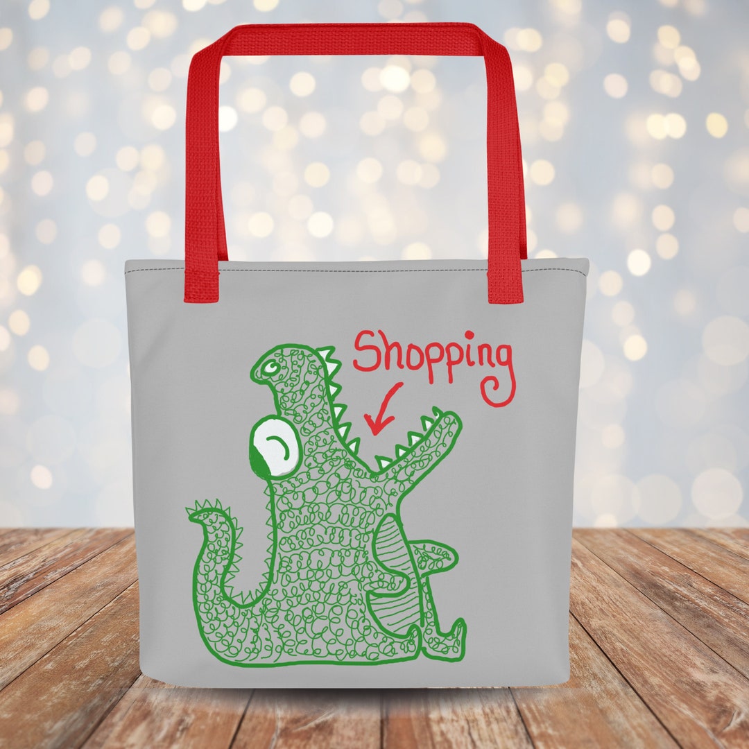 Alligator Tote Bag, Funny Shopping Bag, Hand Drawn Original Art Work ...