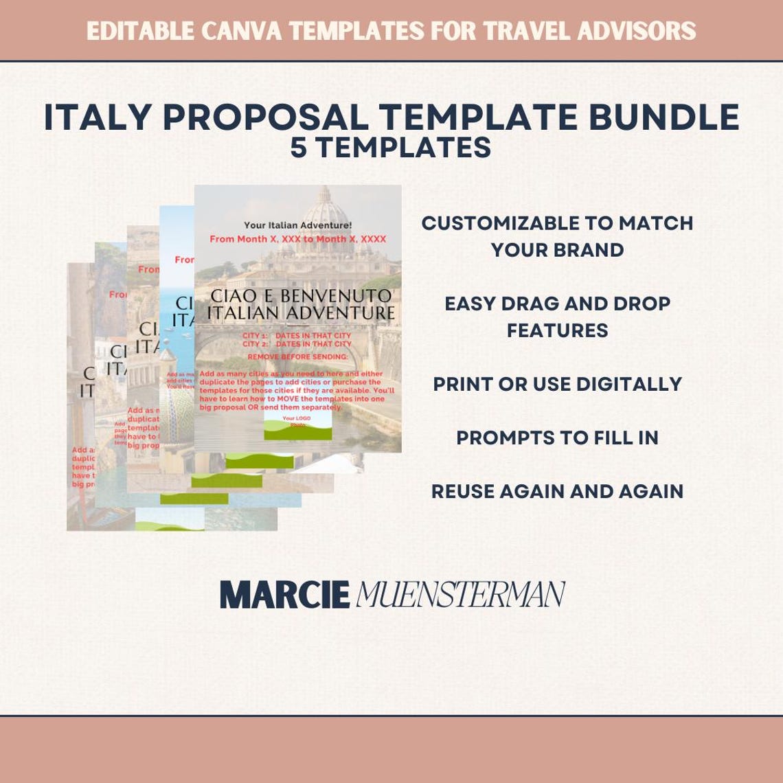 Italy - All Proposal Template Bundle for Travel Agents |canva Template ...