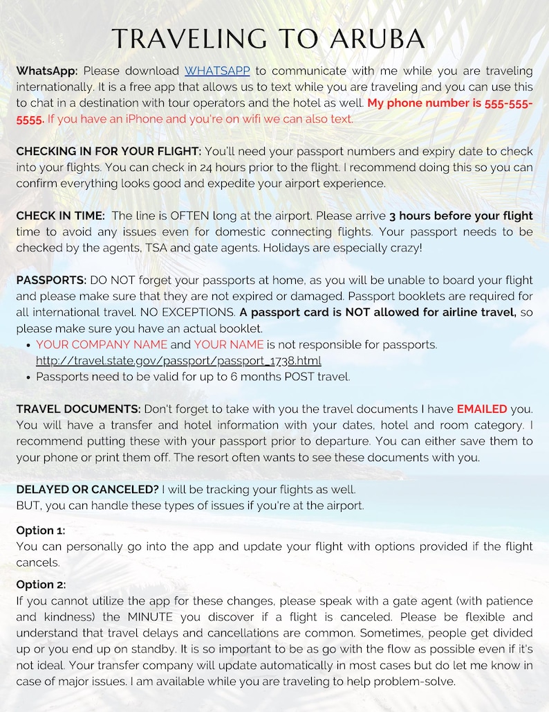 Aruba Know Before You Go Template for Travel Agents | Canva Template ...