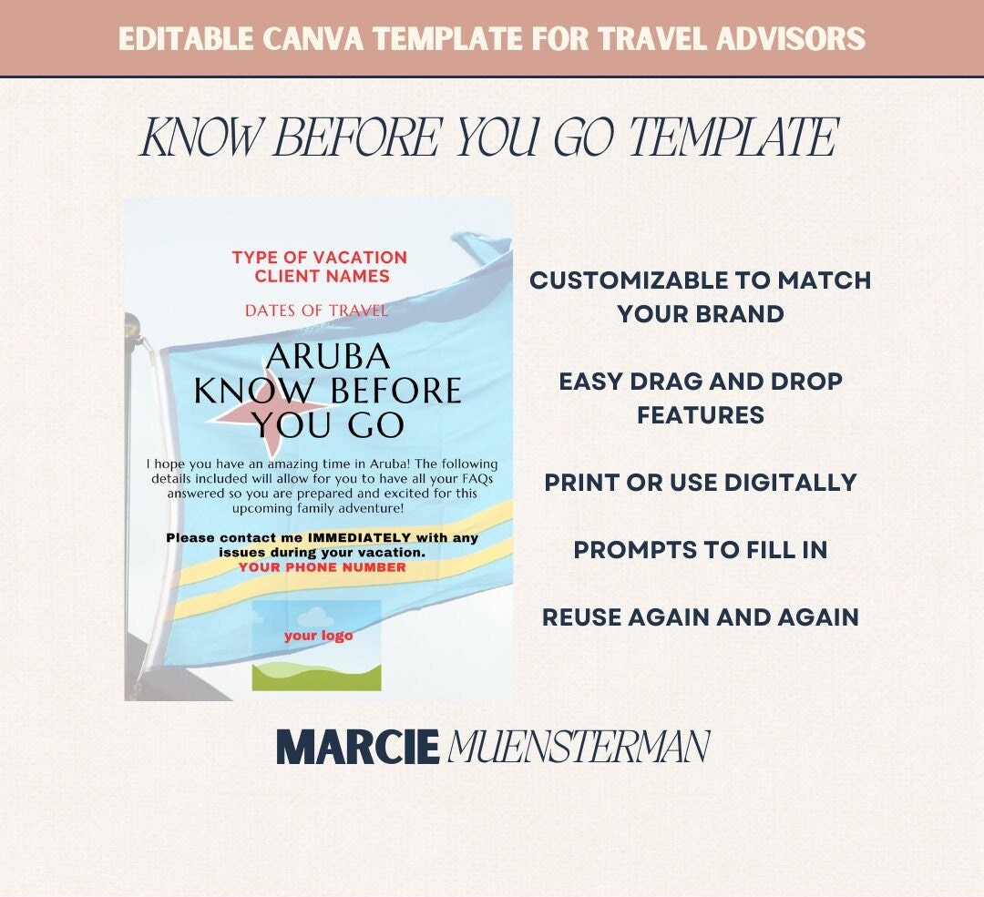 Aruba Know Before You Go Template for Travel Agents | Canva Template ...