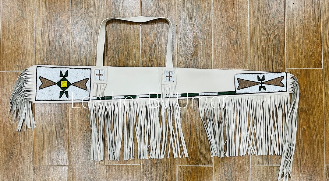 Native Indian Beaded Rifle Scabbard Sioux Style Suede Leather Gun Cover ...