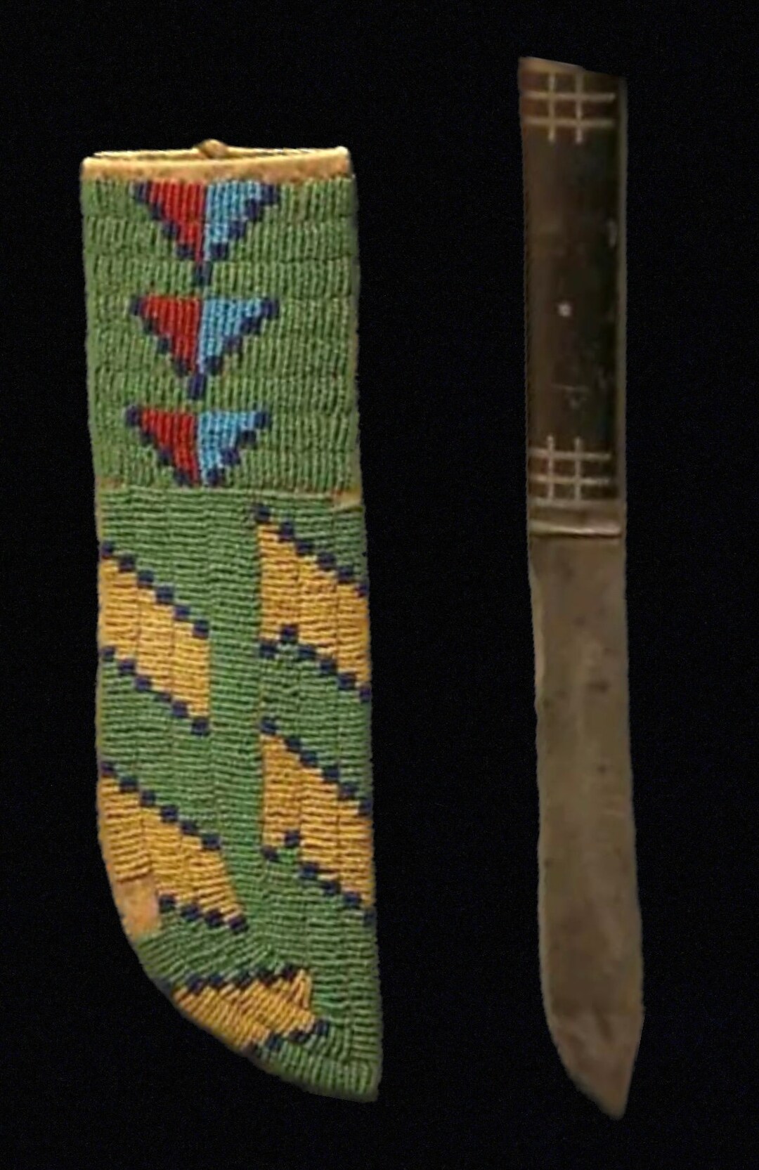 Indian Beaded Knife Cover Native American Sioux Handmade Hide Knife ...