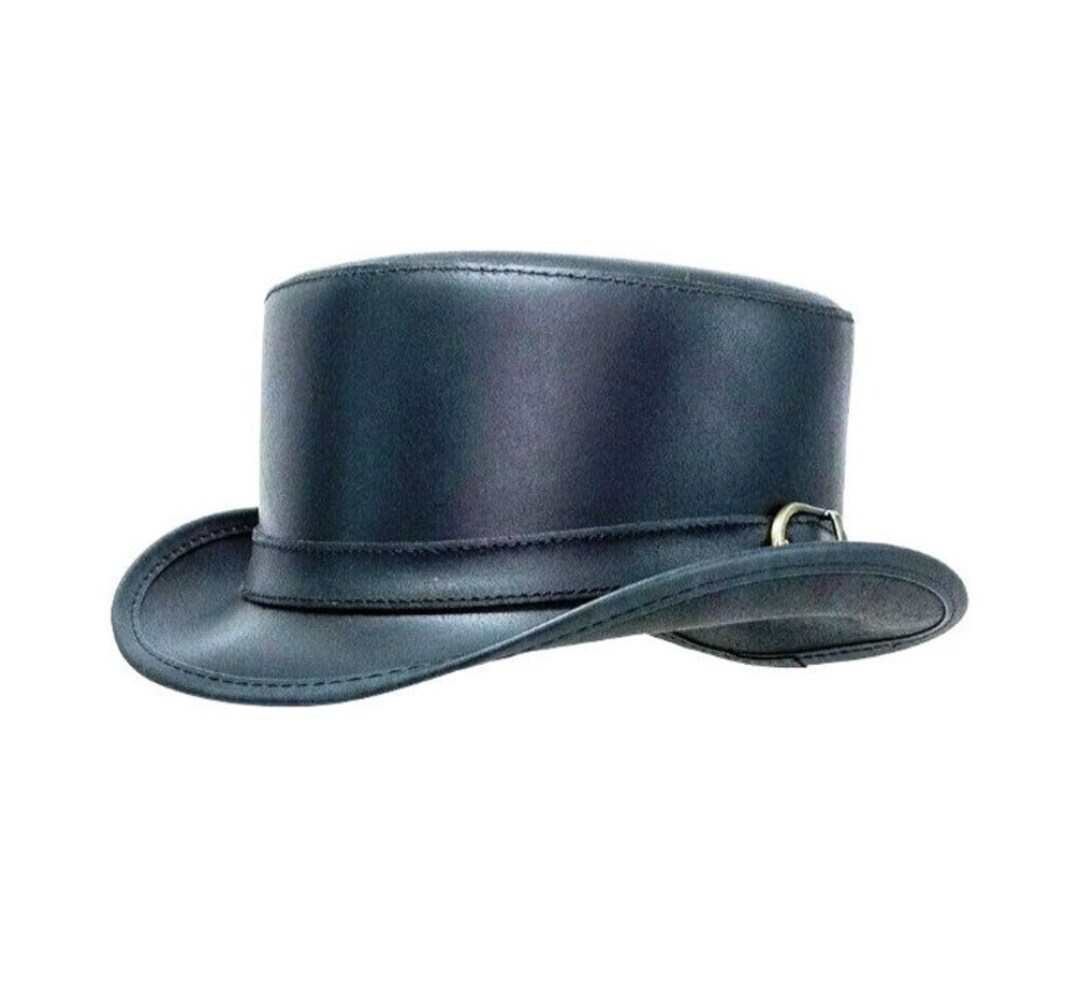 Bromley Leather Top Hat Leather Top Hat Black Colour Bikers - Etsy